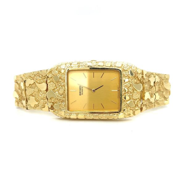 Vintage Seiko 14K Yellow Gold Nugget Quartz Band Men's Watch ...