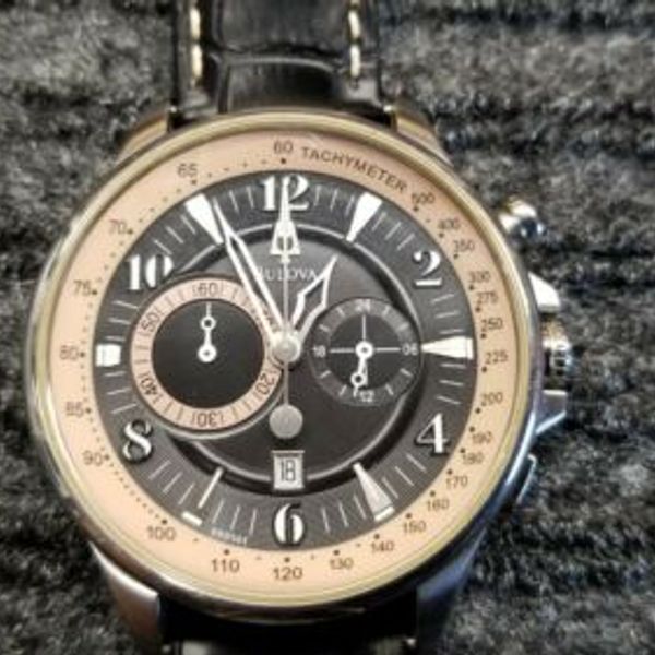 Mens Bulova Adventurer Chronograph Watch 96B141 C860865 GENUINE LEATHER ...