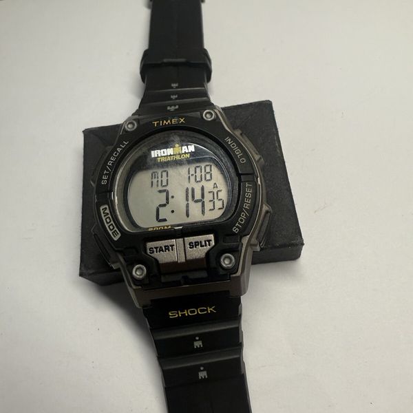 Timex Ironman Shock Digital Watch Black 200M Timer 30 Lap New Battery ...