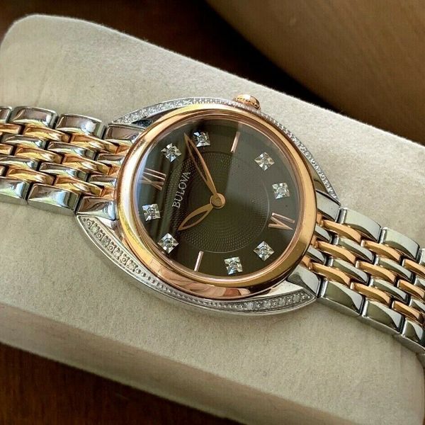Bulova Women's 98R230 Watch Diamond Accents Rose Gold Stainless Steel ...