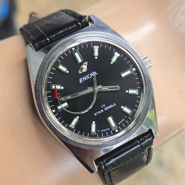 Vintage ENICAR men's manual wind watch AR-160 Rocket second hand swiss ...