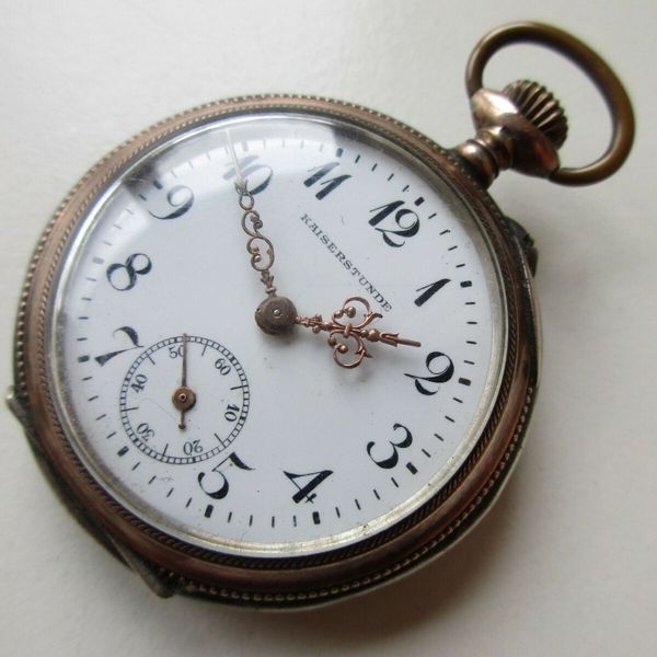 Silver 0.800 Kaiserstunde pocket watch case - diam. 43 mm ~ running ...
