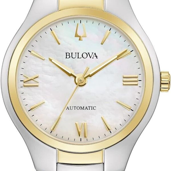 Bulova Women's Automatic Classic Silver Gold Watch Perfume Set 34mm ...