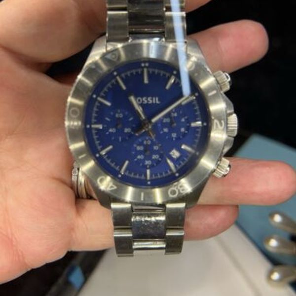 Fossil Men CH2894 Retro Traveler Blue Dial Chronograph 44mm Quartz ...