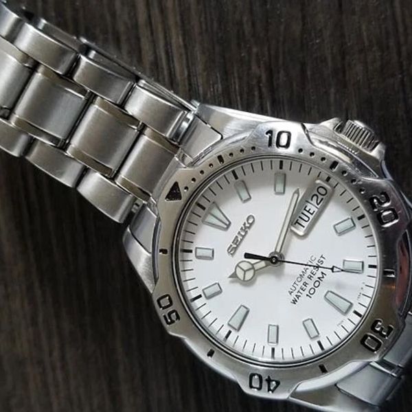 Seiko 7s26-0180 Overseas Diver 100M Automatic 36mm Day Date White Dial ...