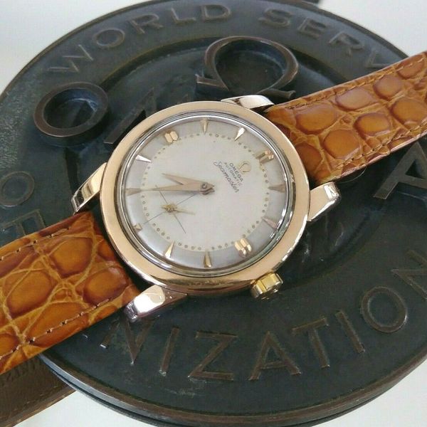 50's Men's OMEGA Seamaster Ref. 2766-2, Half-Rotor, Rose Gold/Steel ...