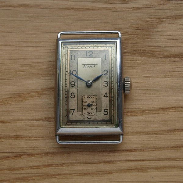 TISSOT 2-tone Dial rectangular swiss cal.20 vintage watch 1930's ...