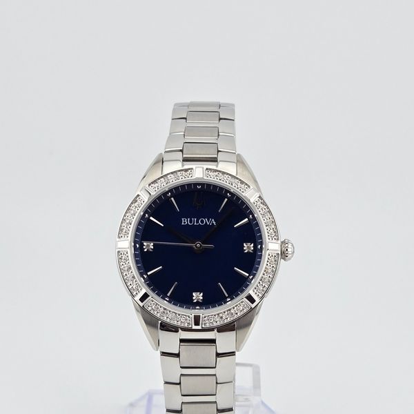 Bulova Womenâ s Sutton Diamond Bezel Silver Tone Watch - 96R243 ($425 ...