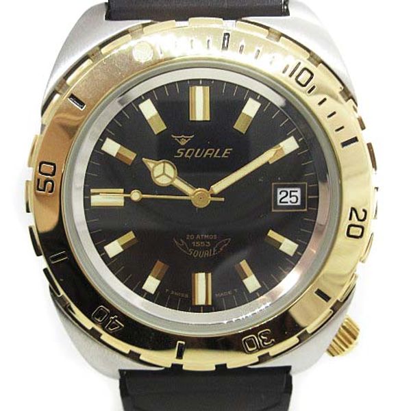 [Used] SQUALE Divers Watch Quartz Diving Watch Rubber Belt Black Black ...
