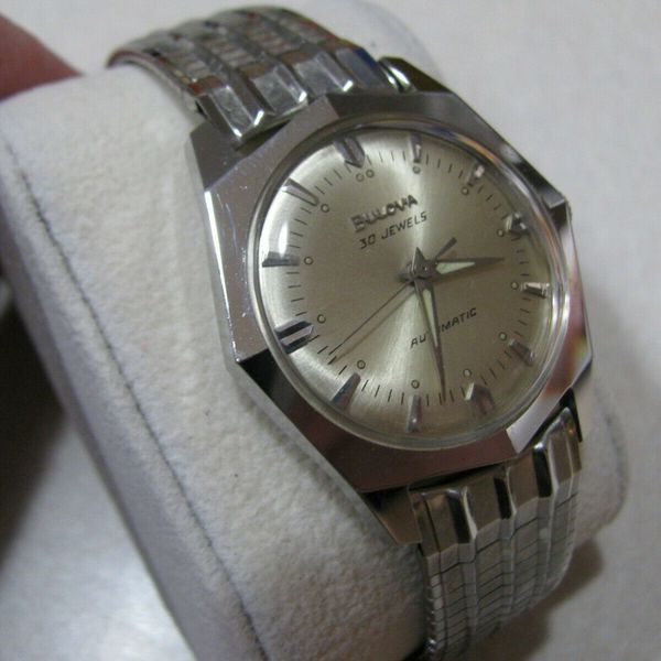 Rare Bulova Octagon Stainless 30 Jewel Automatic Wristwatch NOS ...