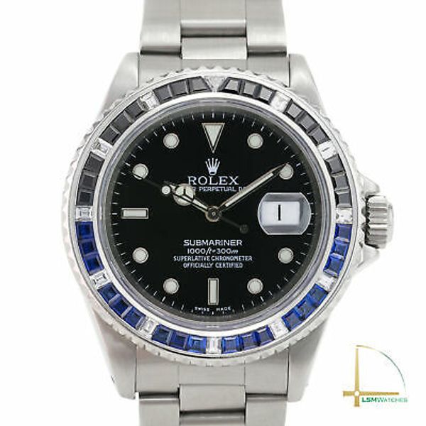 Rolex Submariner Stainless Steel Black Face w/ Batman Diamond Bezel ...