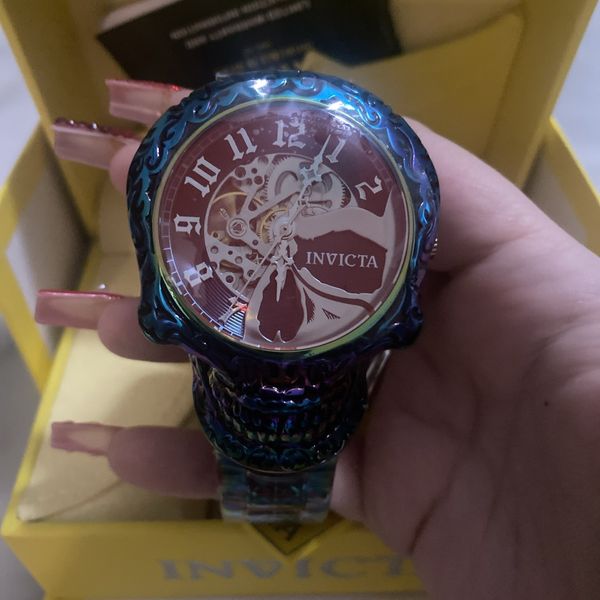 Invicta Artist Skull Automatic Men's 50mm Iridescent Rainbow Tinted ...
