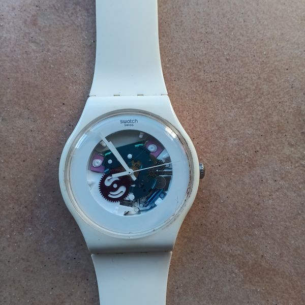 Swatch cadran squelette laquÃ© blanc 41 mm fonctionne / pile neuve ...