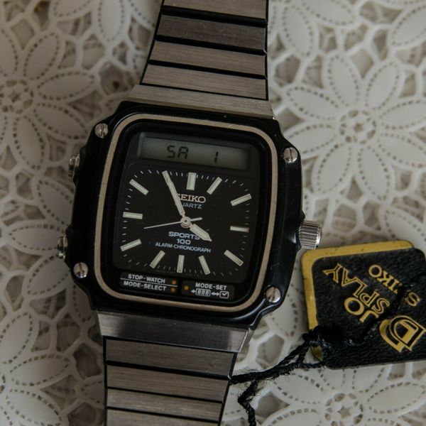 Seiko H357-5100 POLYURETHANE Duo Display Vintage Japan 1980's James ...