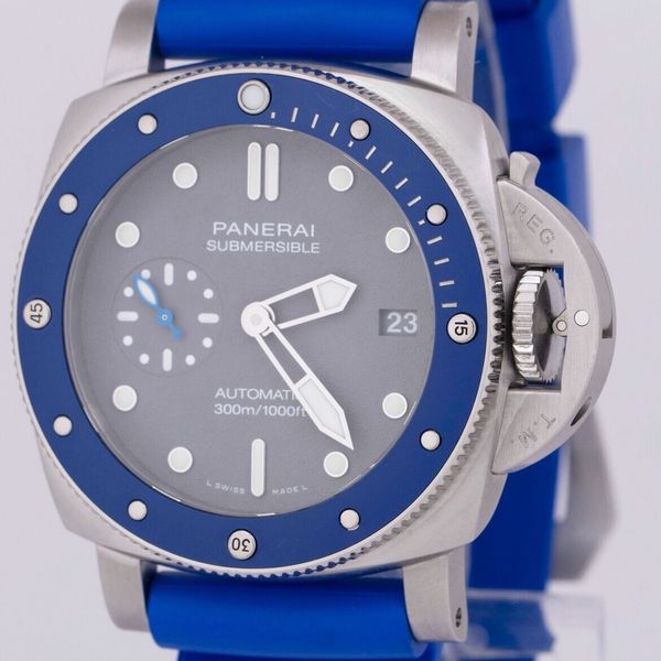 2022 Panerai Luminor Submersible BLUE Gray Steel 42mm PAM00959 Watch ...