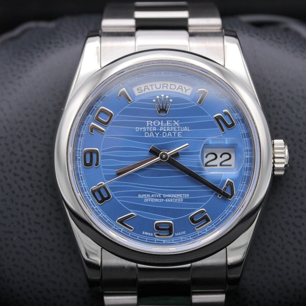 FSOT: Rolex Day Date - 118209 - Blue Wave Arabic - White Gold - 36mm ...