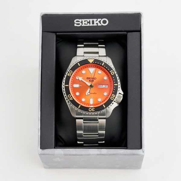 Seiko 5 Sports SRPD59 Orange dial Men's watches Automatic Calendar ...
