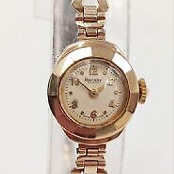 Vintage Rotary Ladies Watch 9ct Yellow Gold Oval Case And Bracelet ...
