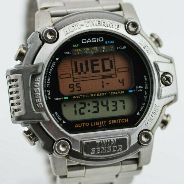 H859 1995 Vintage Casio Twin Sensor Pro-Trek Quartz Watch PRT-300 MOD ...