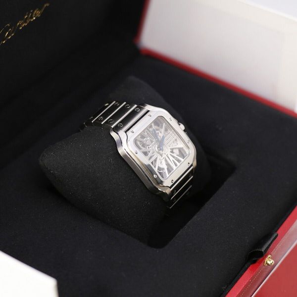Cartier Santos de Cartier WHSA0015 Large model 39.8mm Skeleton Watch ...