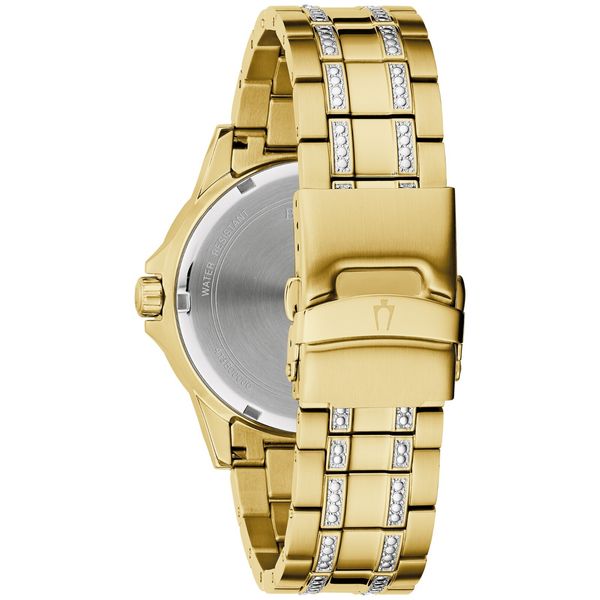 Bulova Men's Crystal Quartz Date Gemmed Gold Stainless Steel Watch 42 ...