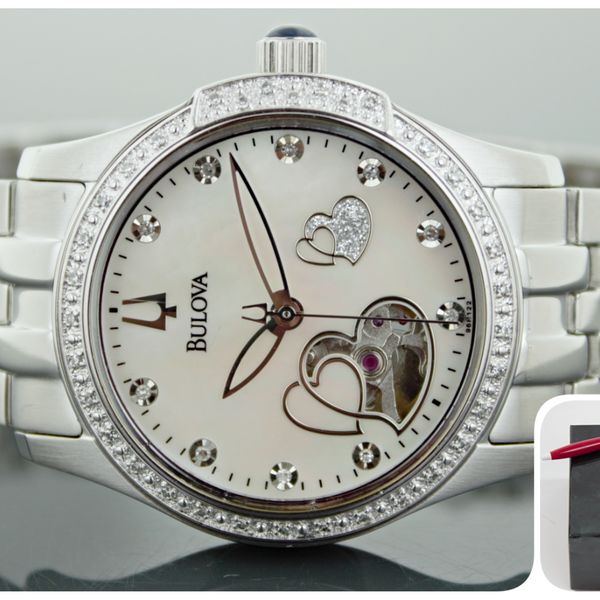 Bulova Automatic 96R122 Stainless Steel MOP Dial and Diamonds Ladies ...