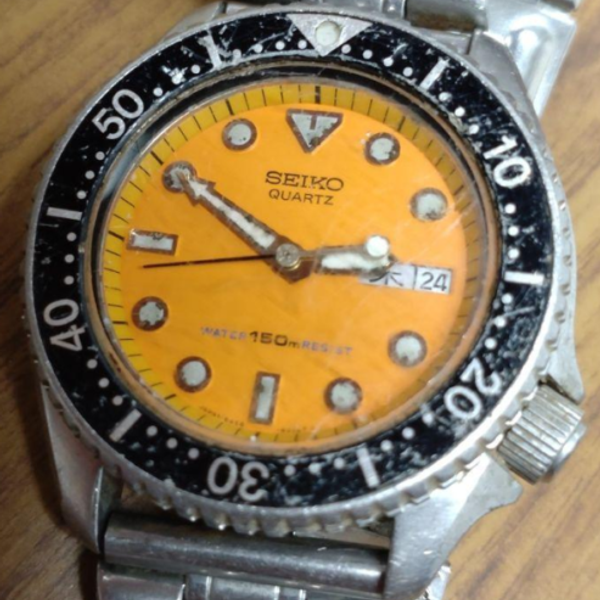 Seiko 6458-600A Orange Dial Diver Quartz Watch 38mm Vintage Japan ...