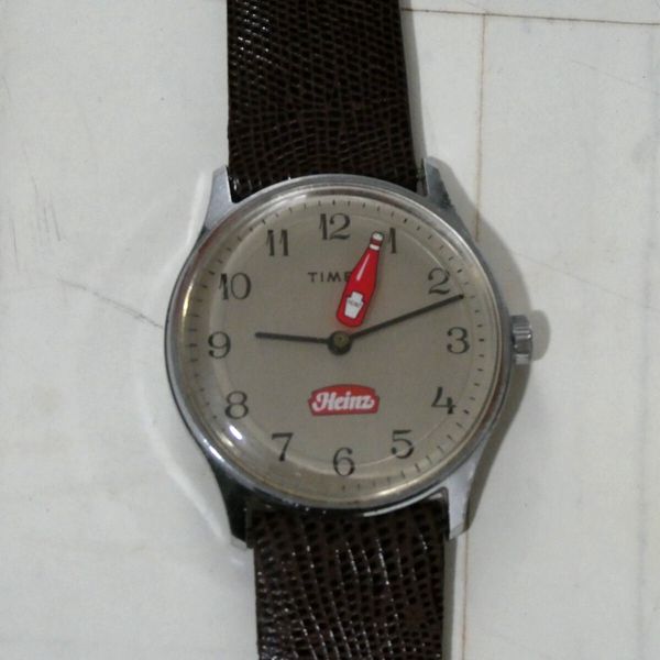 Vintage 1980's Timex Mercury Heinz Ketchup Windiup Watch ~32.5mm Works ...