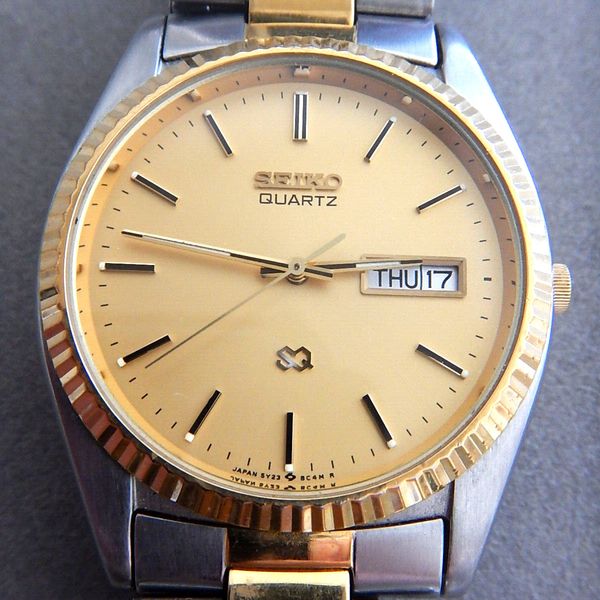 SEIKO SQ President Quartz SY23-8A61 Gold Men's Two Tone Watch WORKS ...