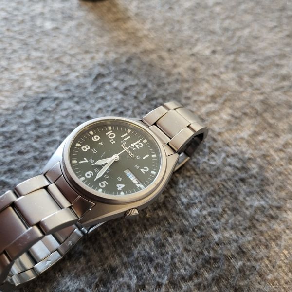 SEIKO 5 MENS MILITARY TIME WATCH 7S26-00D0 AUTOMATIC ARMY GREEN DIAL ...