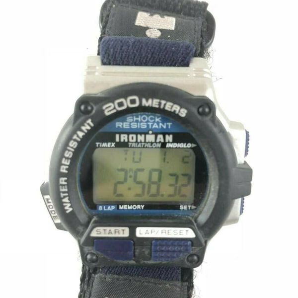 Vtg Men Timex Watch Ironman Triathlon 746 Indiglo 8 Lap 200M Shock ...