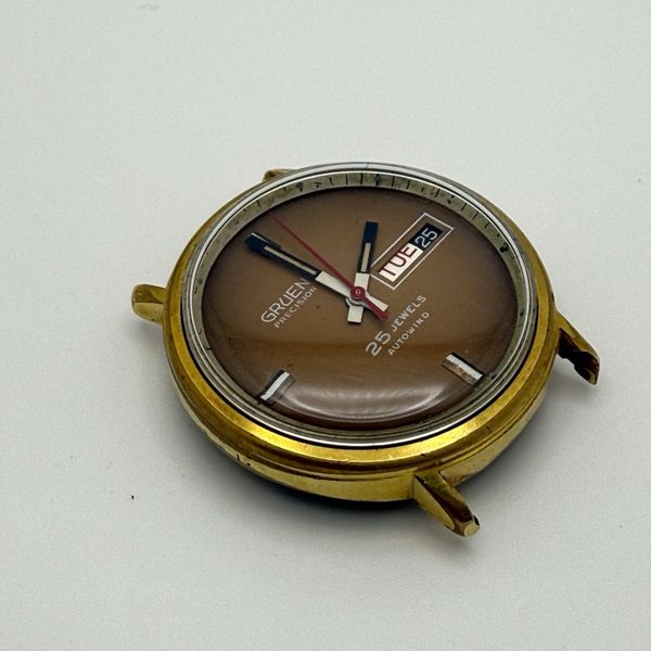 Vintage Menâ s Gruen Precision, 25 Jewel, Day/Date. Serviced/Runs Great ...