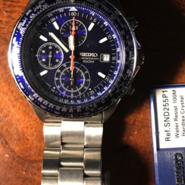 Seiko Men’s SND255P1 Flightmaster Pilot Slide Rule Chronograph Watch ...