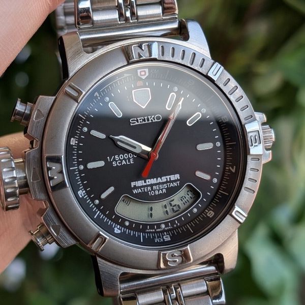 [N Mint] SEIKO Fieldmaster Map Meter H801-6040 Ana-Digi quartz Men's ...