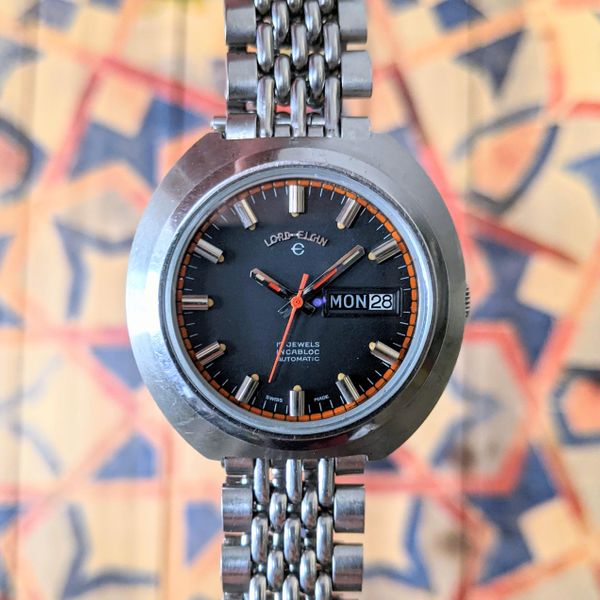[WTS] Vintage LORD ELGIN Automatic Day/Date, Chunky Case, Dark Blue ...