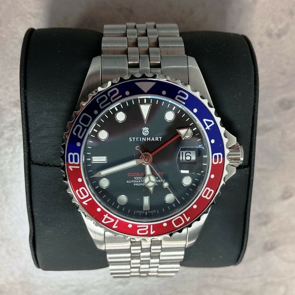 Steinhart Ocean One 39mm GMT Red / Blue Pepsi Dial Watch - ETA Movement ...