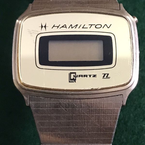 Vintage Hamilton 10k Gold Filled Bezel Digital Quartz Mens Wristwatch ...