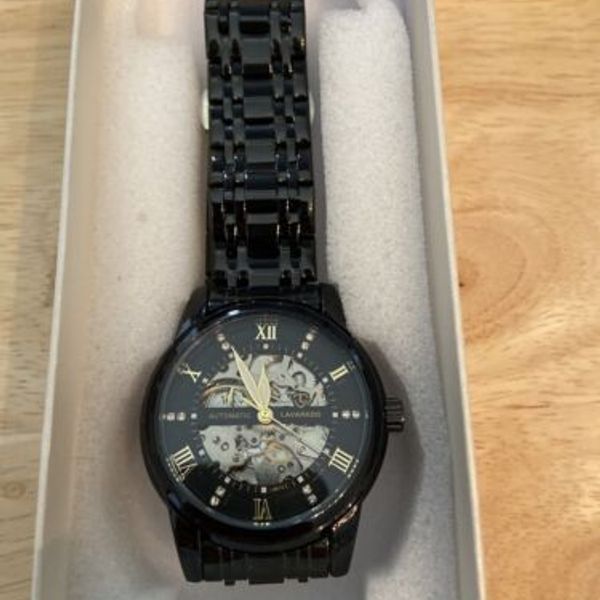 Lavaredo L6610 Mens Mechanical Automatic Self Wind Black Bracelet ...