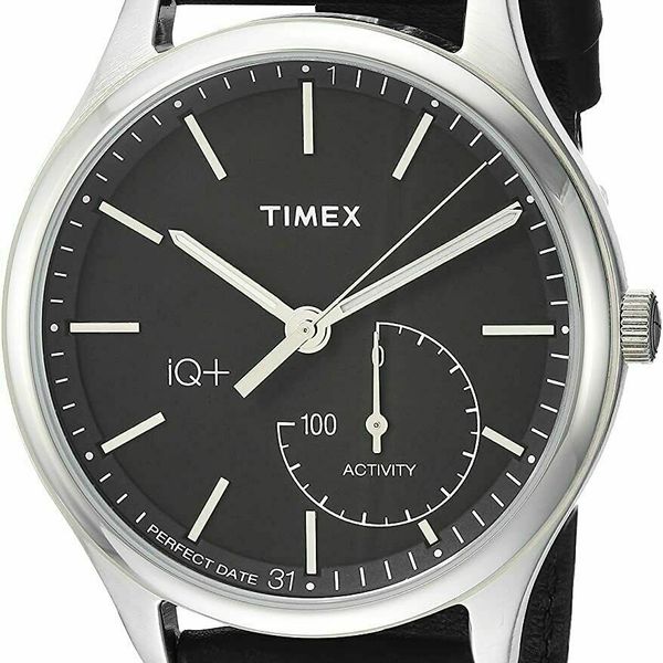 Timex Men's TW2P93200 IQ+ Move Activity Tracker 41mm Black Dial Leather ...
