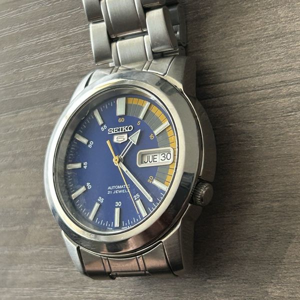 Seiko SNKK27 Men's Automatic Watch Blue Dial with Day-Date Calendar ...