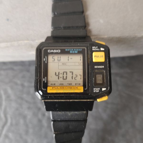 VINTAGE RARE CASIO JP-100W PULSE CHECK DIGITAL WATCH JAPAN ...