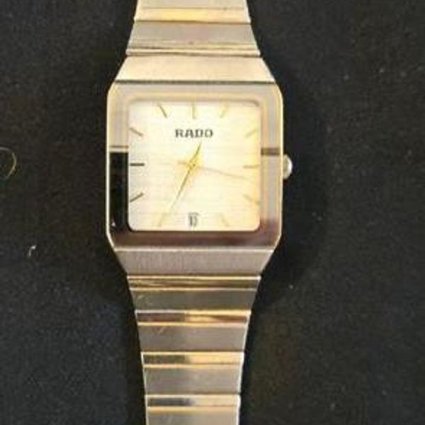 Rado Men's Imitation SilverTone Square Case and Band | WatchCharts ...