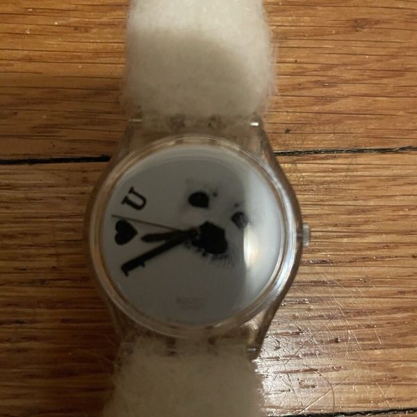 Furry Seal Swatch Watch - White I Heart You I Love You - New Battery ...