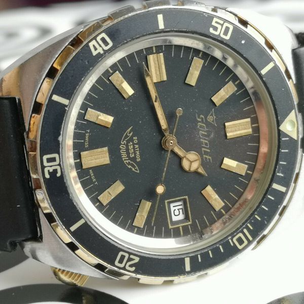 Squale 1553 MRP SA 503305 vintage quartz superb dial top patina diver ...