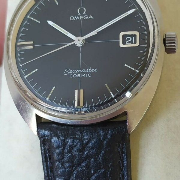 Omega Seamaster Cosmic 136.017 cal 613 rare black crosshair dial great ...