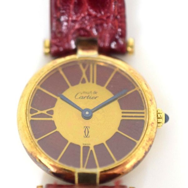 Vintage Cartier Vermeil Argent Watch Red Face Roman Dial Rare ...