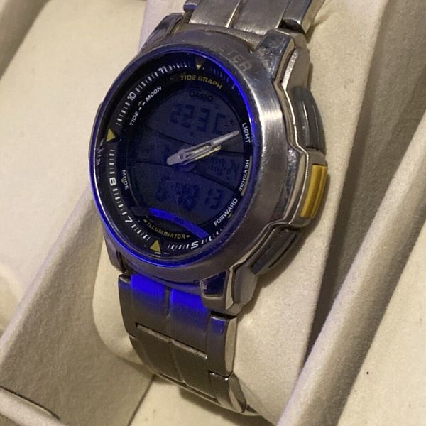 Casio 4335 AQF-100 Tide Graph Mens Watch World Time Digital Chronograph ...