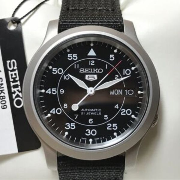 SEIKO 5 SNK809 Automatic Men's Black Watch with Box & Documentation ...