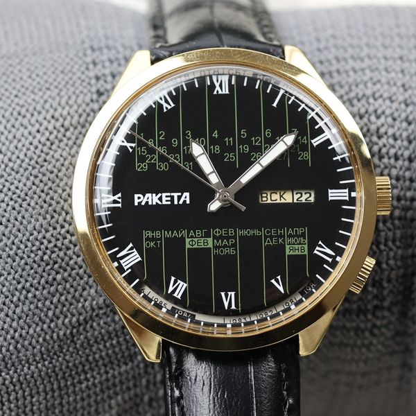 ð ©USSR Soviet Black Watch Raketa College Perpetual Multi Year Calendar | WatchCharts Marketplace