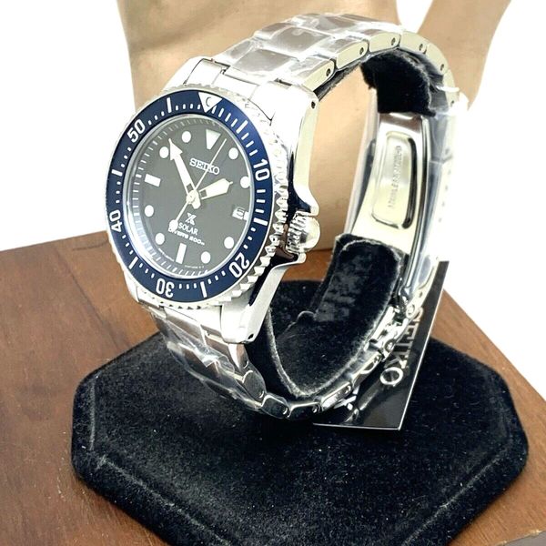 Seiko Men's Watch SNE585 Prospex Solar Diver Blue Dial Stainless Steel ...